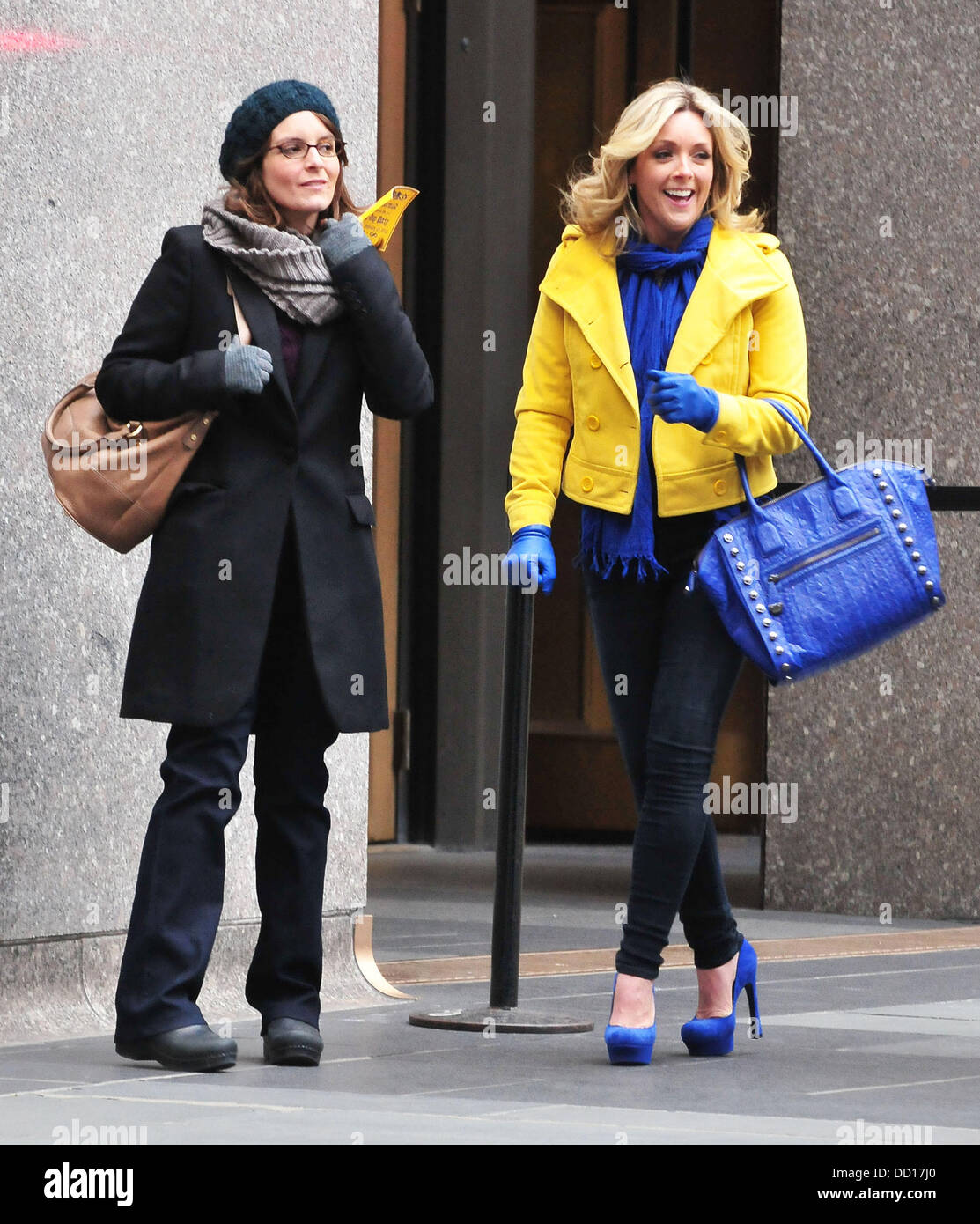 Tina Fey and Jane Krakowski filming scenes for hit TV series '30 Rock ...
