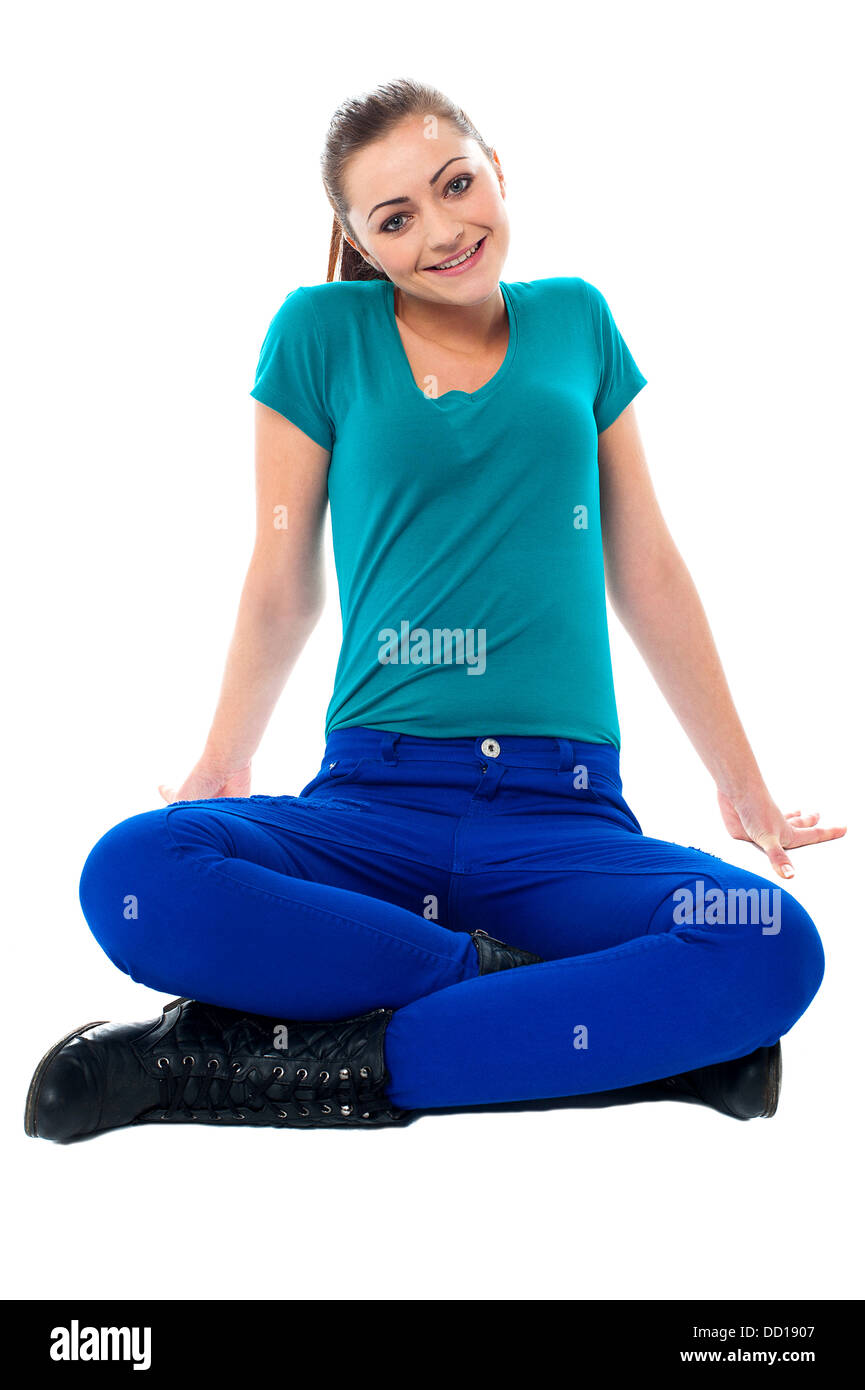 Female sitting seated Cut Out Stock Images & Pictures - Alamy