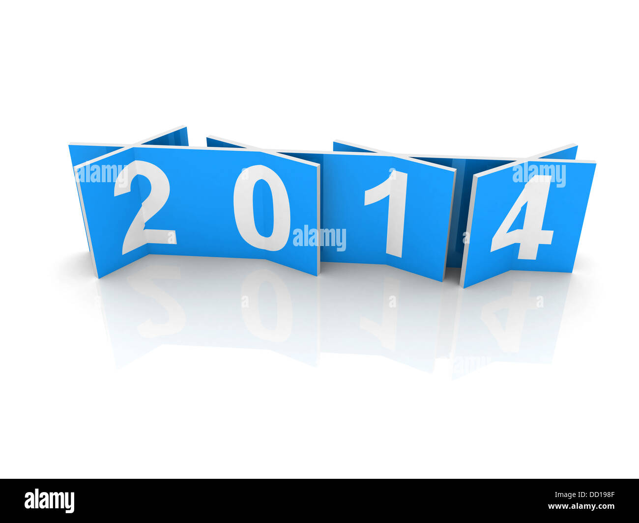 Blue squares with new 2014 year numbers on white background with soft ...