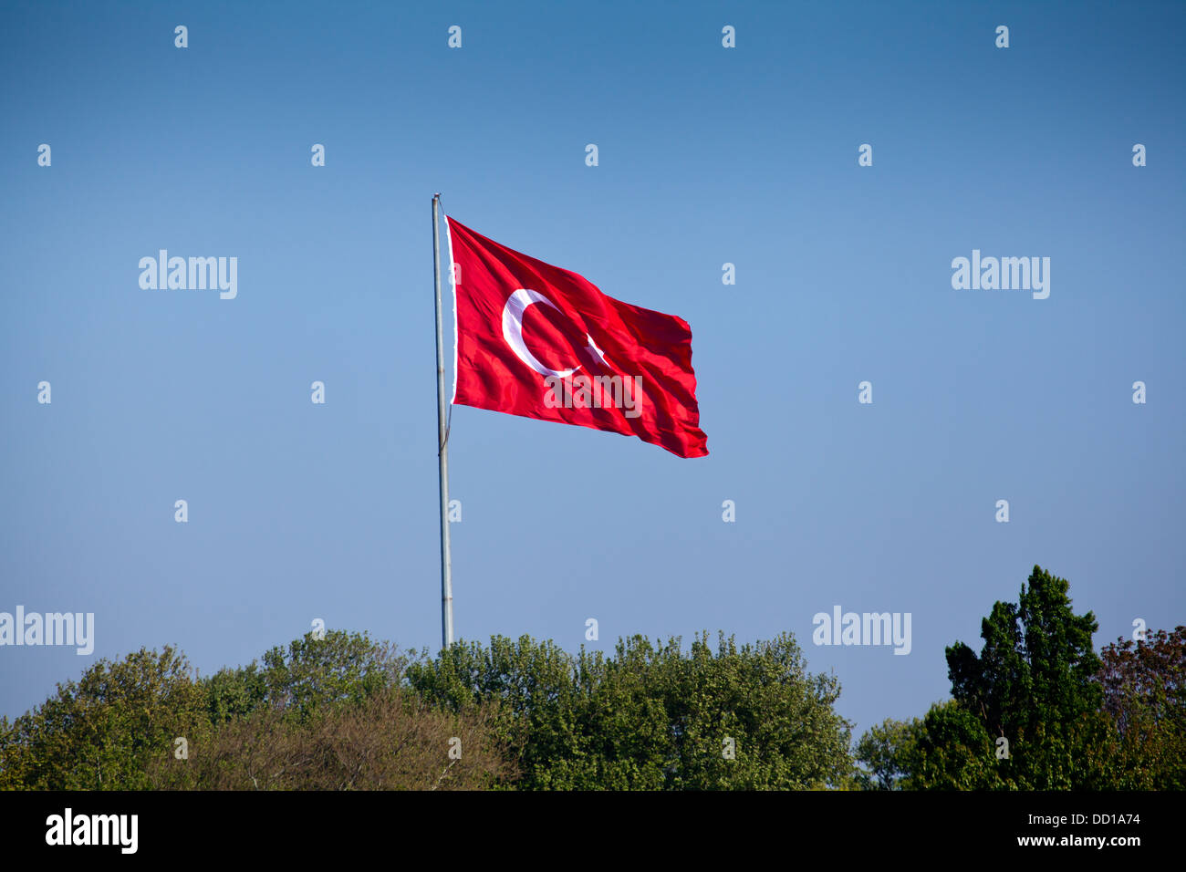 A flying Turkish flag in Istanbul, Turkey Stock Photo - Alamy