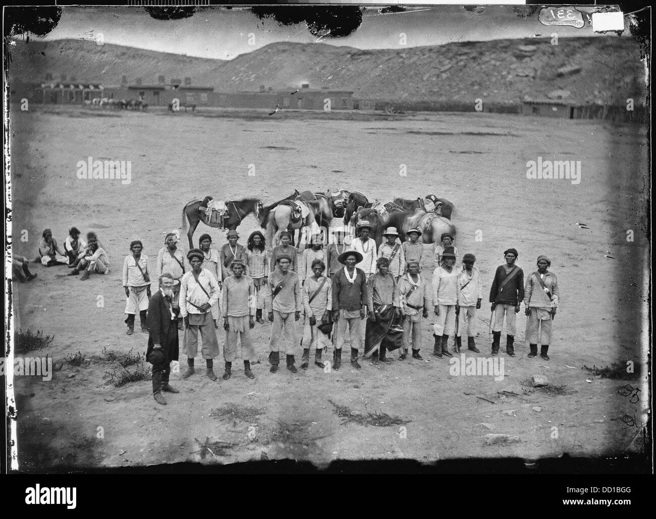 This photograph captures members of the Navajo Nation at Fort Defiance ...