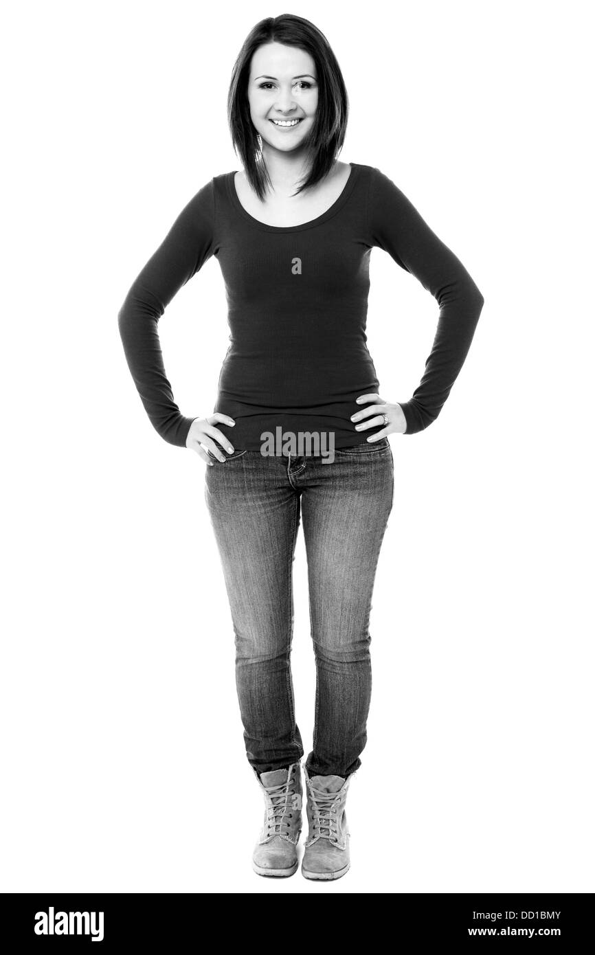 Full length portrait of a stylish young girl in trendy wear Stock Photo ...