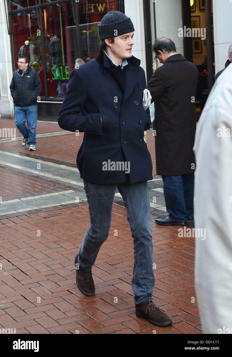 Sam Riley seen walking down Grafton Street with a newspaper under his ...