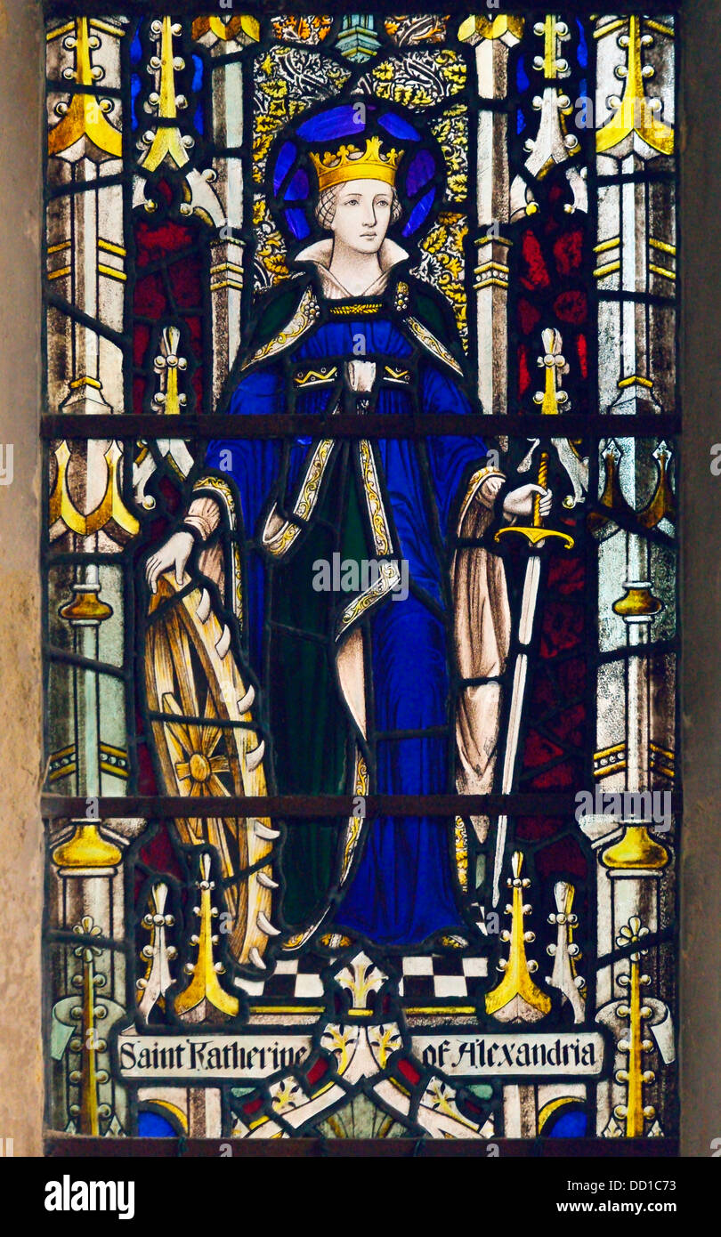 Saint Katherine of Alexandria, detail of South chapel window. Church of ...