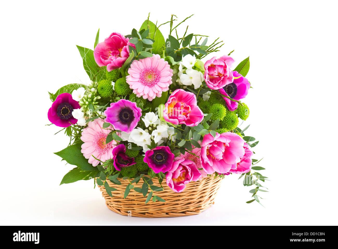colorful flowers in a basket Stock Photo - Alamy
