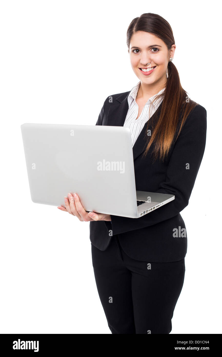 Attractive corporate woman working on laptop Stock Photo - Alamy Attractive corporate woman working on laptop Stock Photo - Alamy
