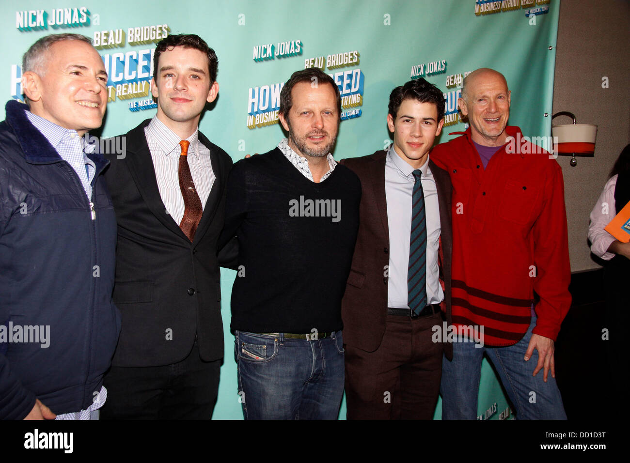 Craig Zadan, Michael Urie, Rob Ashford, Nick Jonas and Neil Meron ...