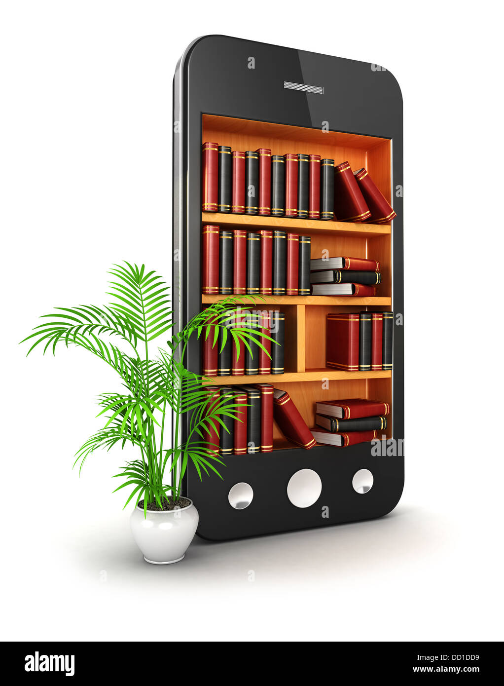 3d library smartphone, isolated white background, 3d image Stock Photo ...