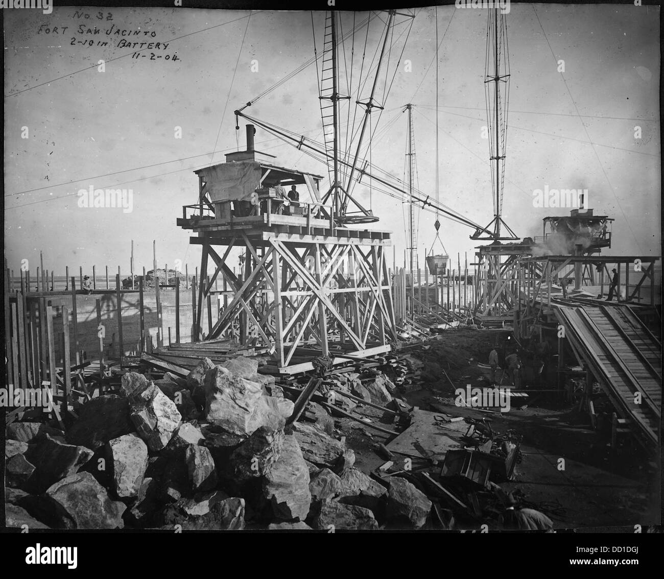 A historical image of No. 42 10-inch Battery at Fort San Jacinto. The ...