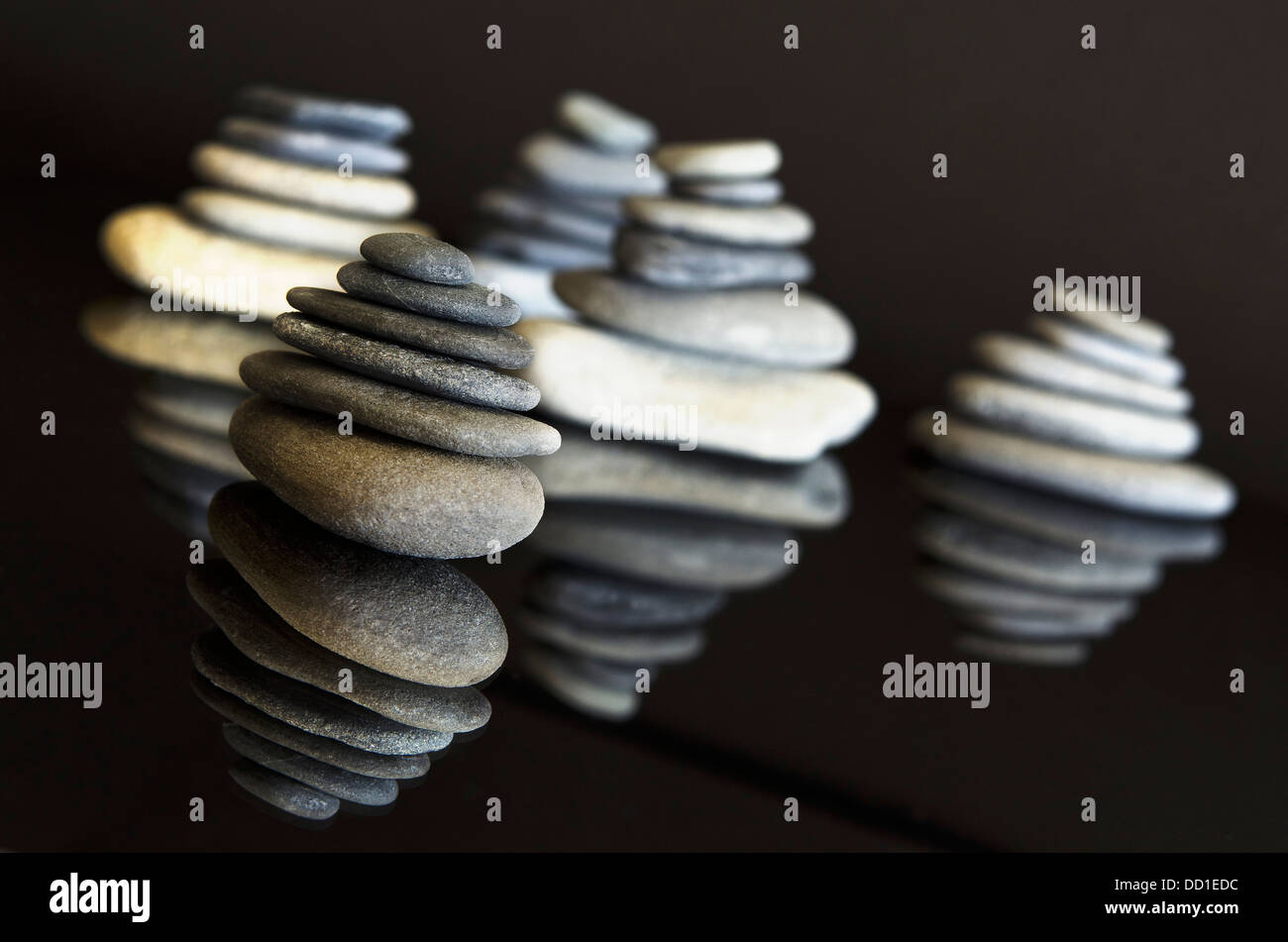 Colorful stack of pebbles arranged like a tower with a flat top Stock ...