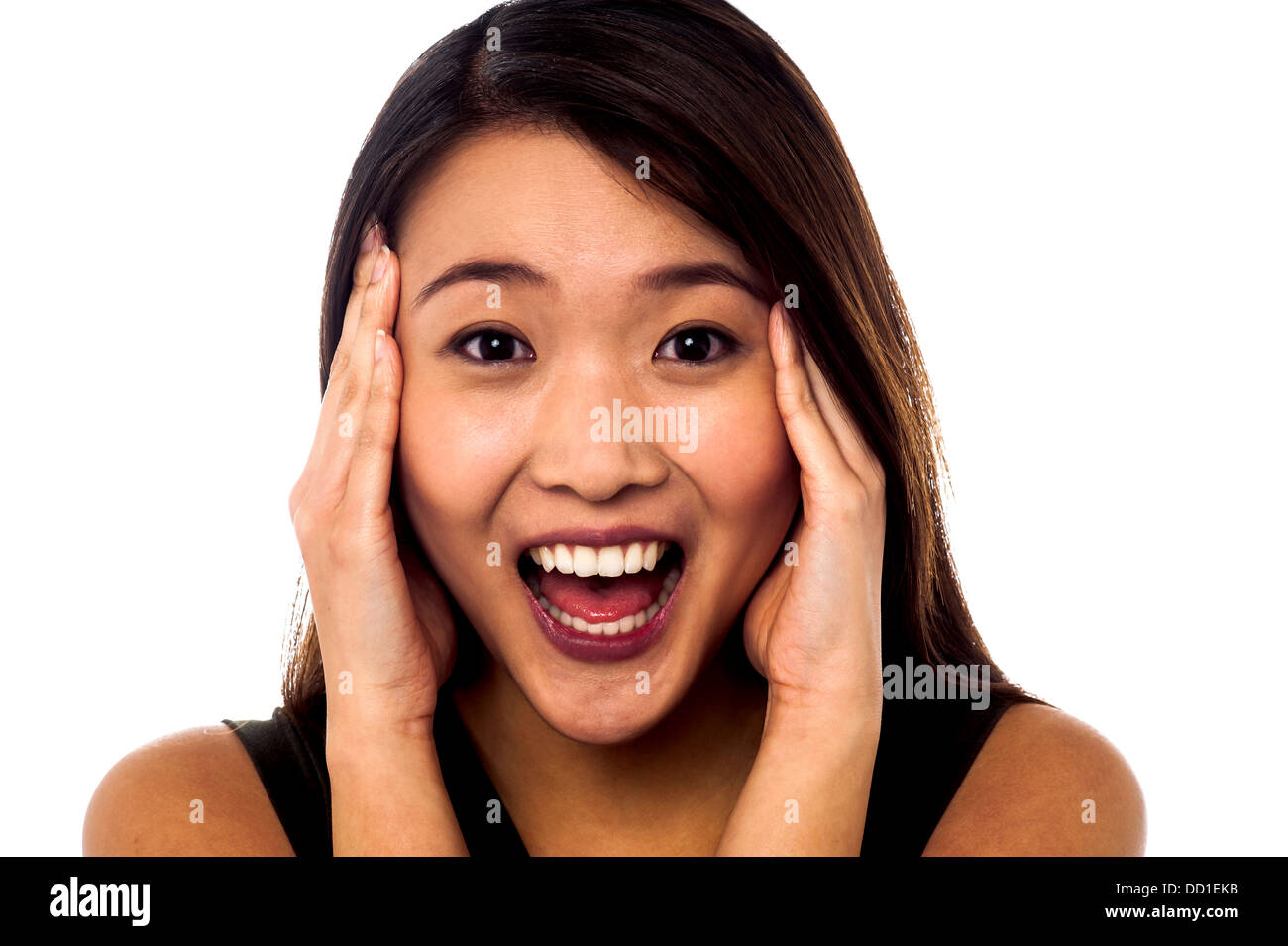 Happy surprised girl, very much excited Stock Photo - Alamy