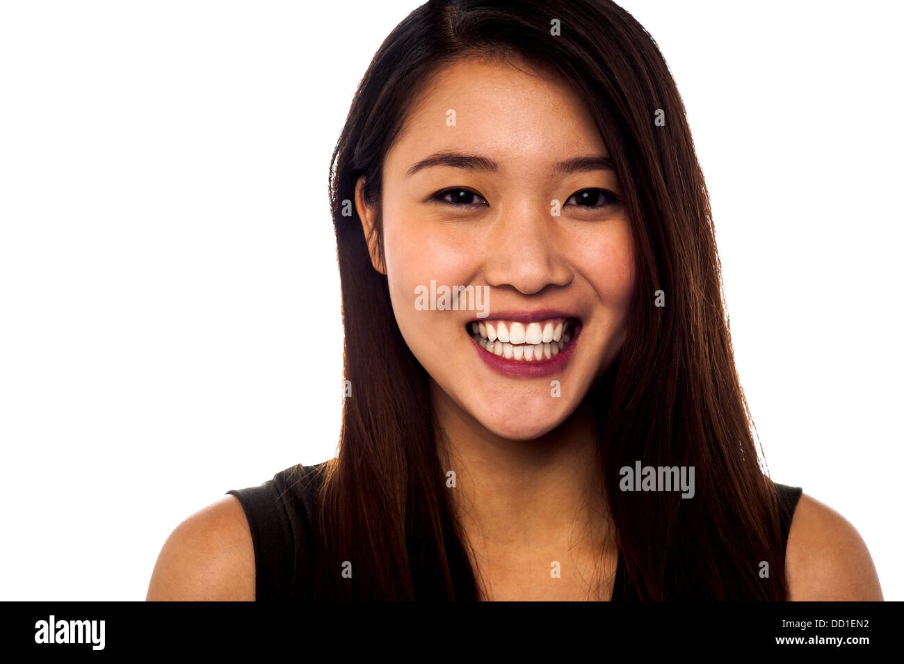 Young smiling girl with gorgeous long hair, Closeup Stock Photo - Alamy