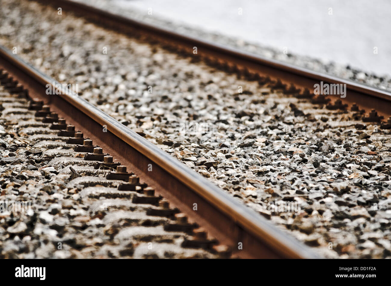 Old rusty railroad tracks shot in horizontal format Stock Photo - Alamy