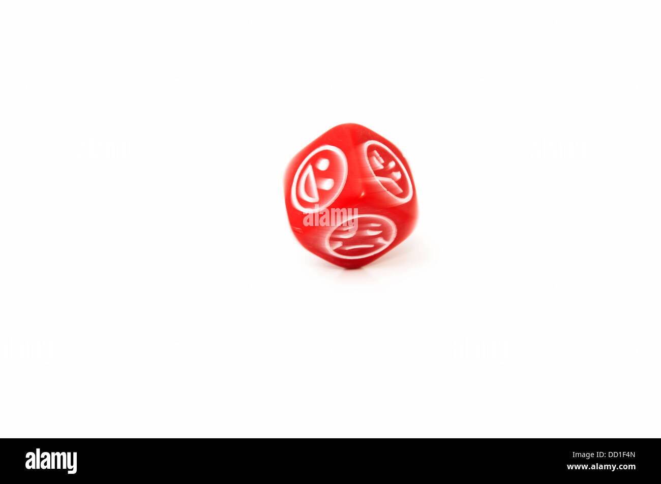 dice with faces in motion on a white background Stock Photo - Alamy