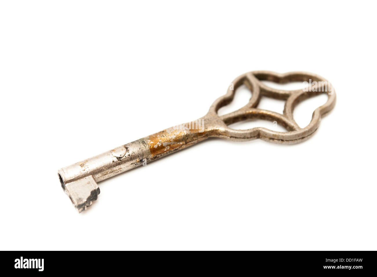 old key on a white background Stock Photo - Alamy