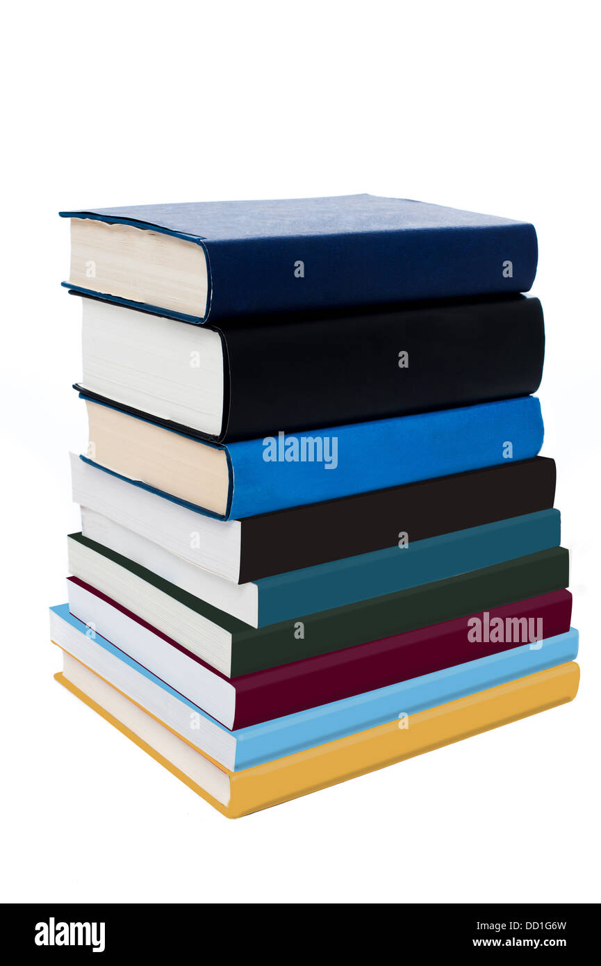 Colorful evenly arranged stack of books Stock Photo - Alamy