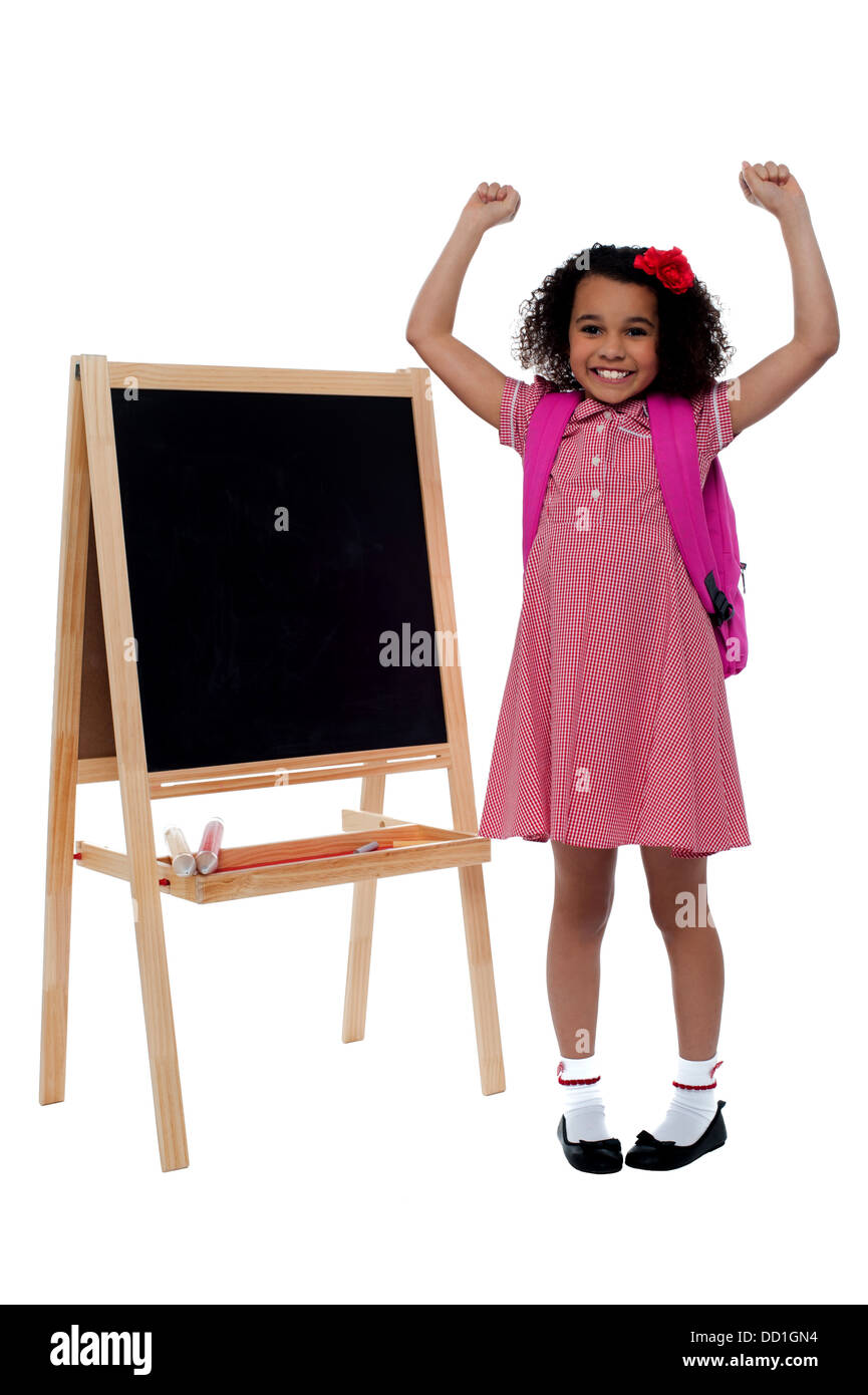 Yippee I stood first in my class. Excited girl student Stock Photo - Alamy