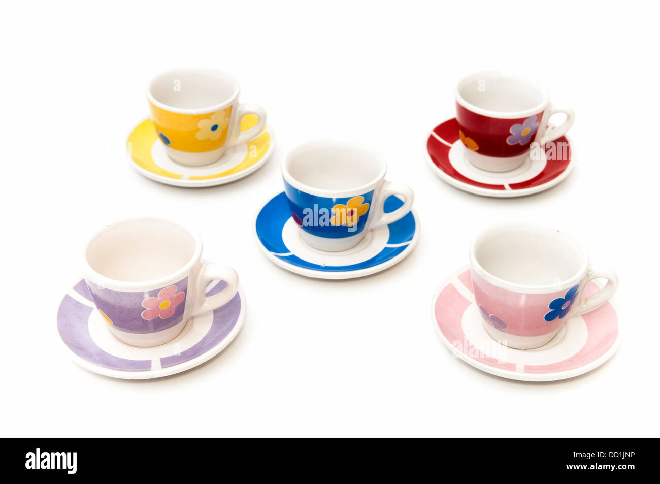 cups of coffee of different colors on a white background Stock Photo ...