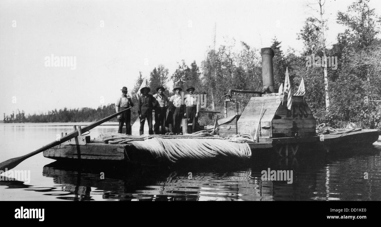 A boat used for rafting logs on lakes illustrates the traditional ...