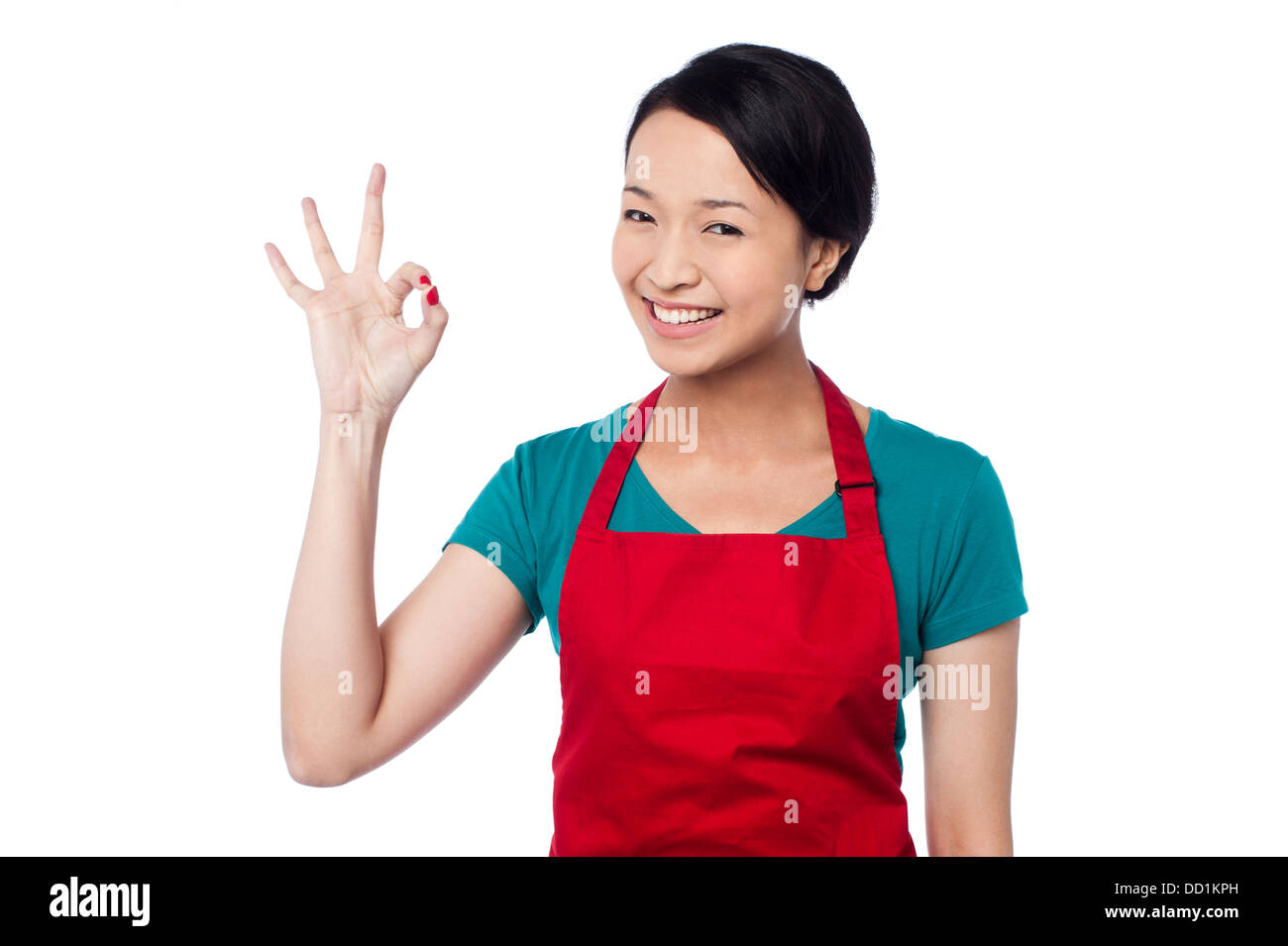 Female chef showing fantastic gesture after tasting food Stock Photo ...