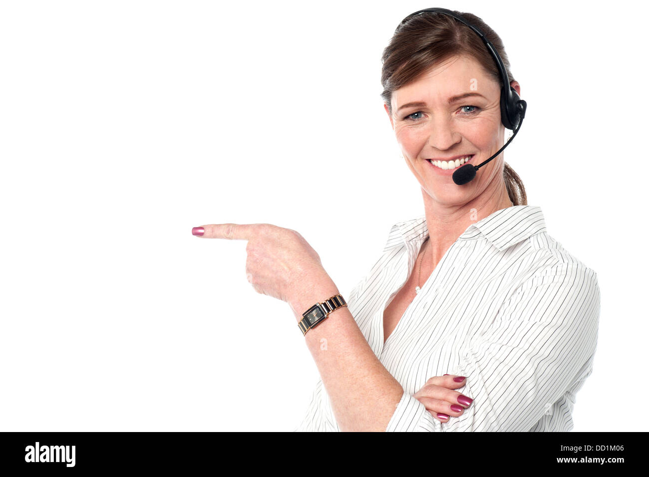 Woman showing middle finger headphones hi-res stock photography and ...