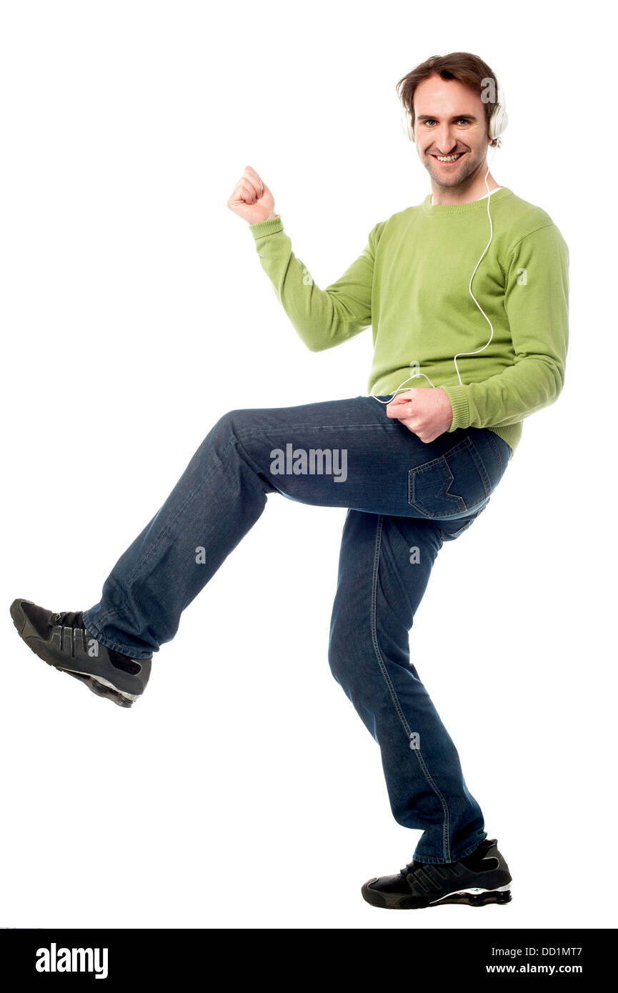 Listen music pose Cut Out Stock Images & Pictures - Alamy