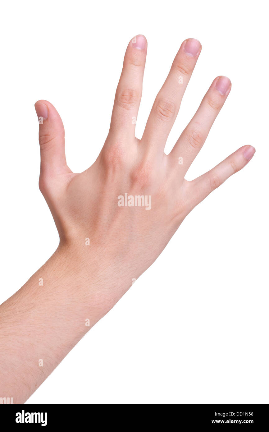 hand symbol that means five, isolated on white background Stock Photo ...