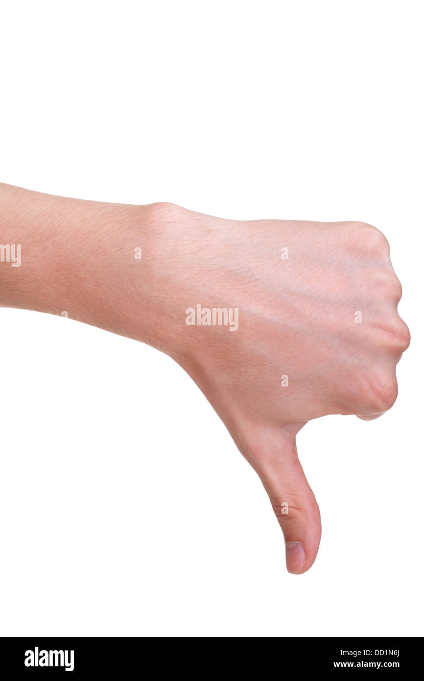 adult man hand thumb down, isolated on white background Stock Photo - Alamy