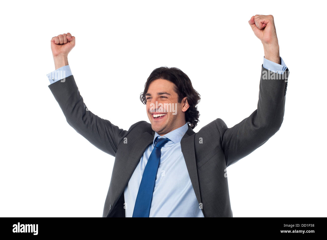 Successful businessman clenching his fists in excitement Stock Photo ...