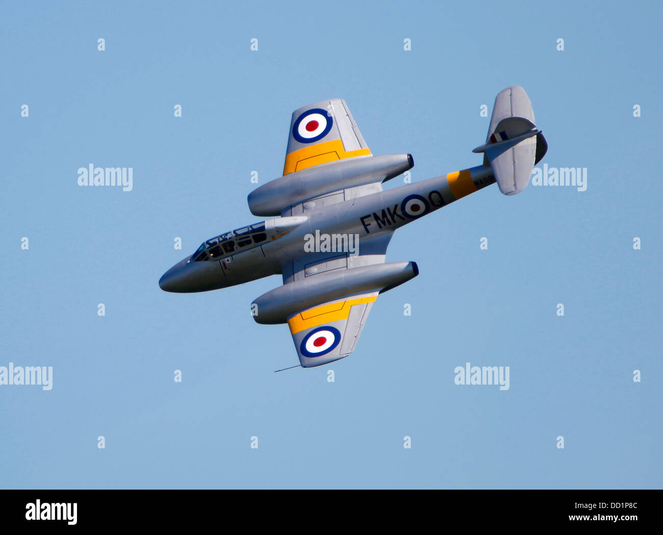 Cold war 1950's vintage ex-RAF Meteor jet fighter at Duxford Classic ...