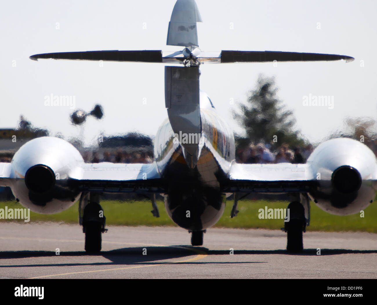 Cold war 1950's vintage ex-RAF Meteor jet fighter at Duxford Classic ...