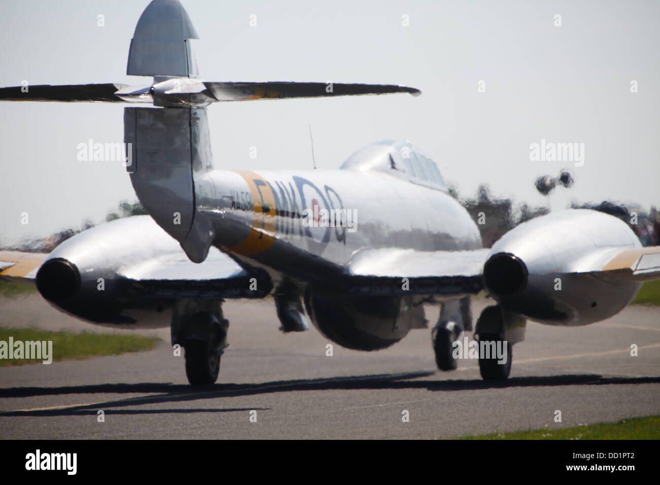 Cold war 1950's vintage ex-RAF Meteor jet fighter at Duxford Classic ...