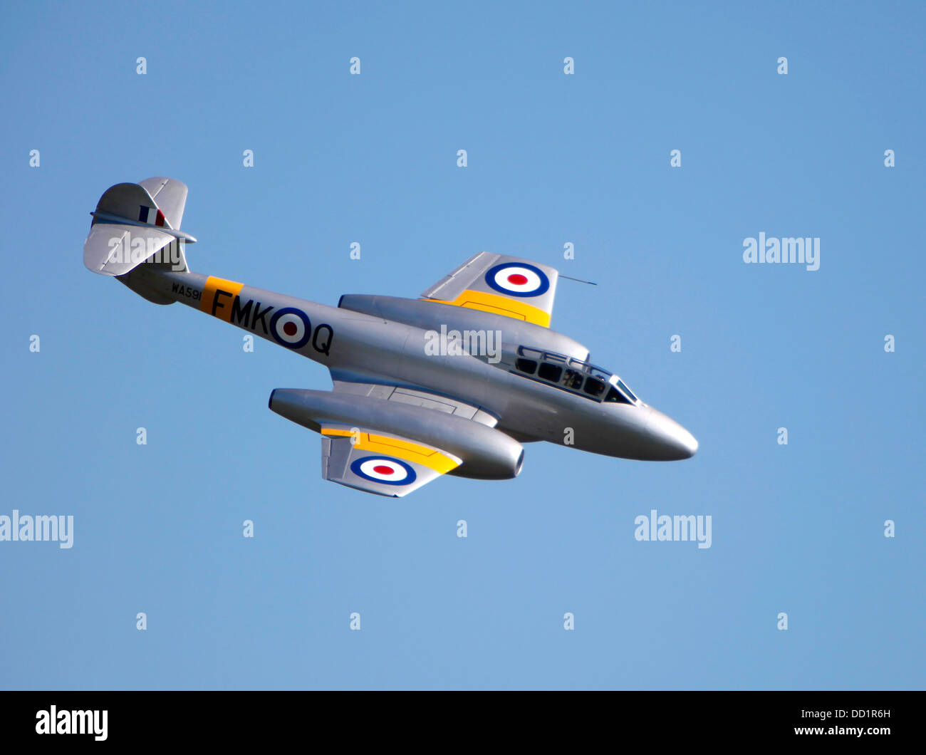 Cold war 1950's vintage ex-RAF Meteor jet fighter at Duxford Classic ...