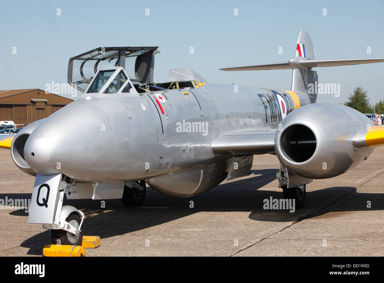 Cold war 1950's vintage ex-RAF Meteor jet fighter at Duxford Classic ...