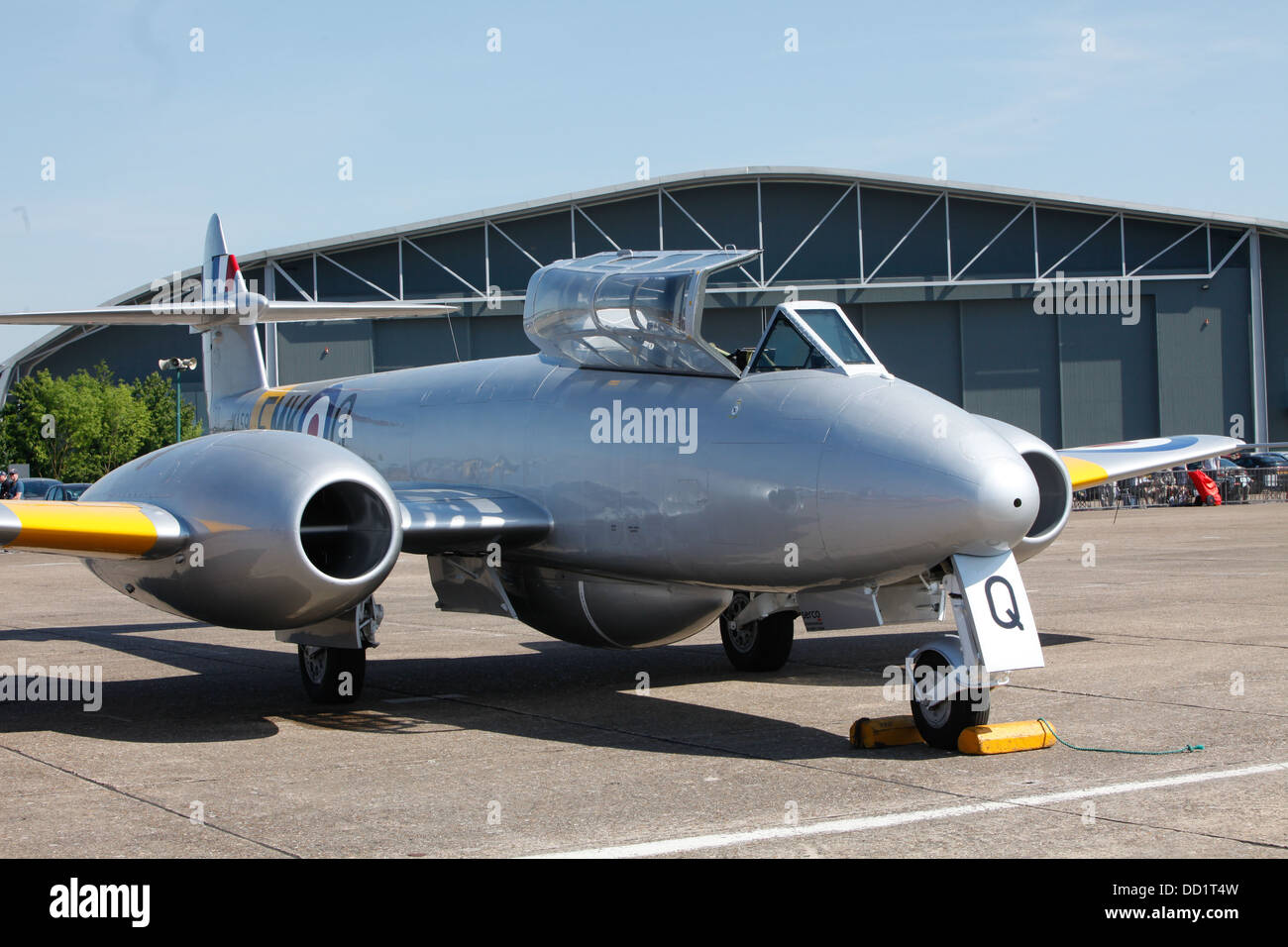 Cold war 1950's vintage ex-RAF Meteor jet fighter at Duxford Classic ...