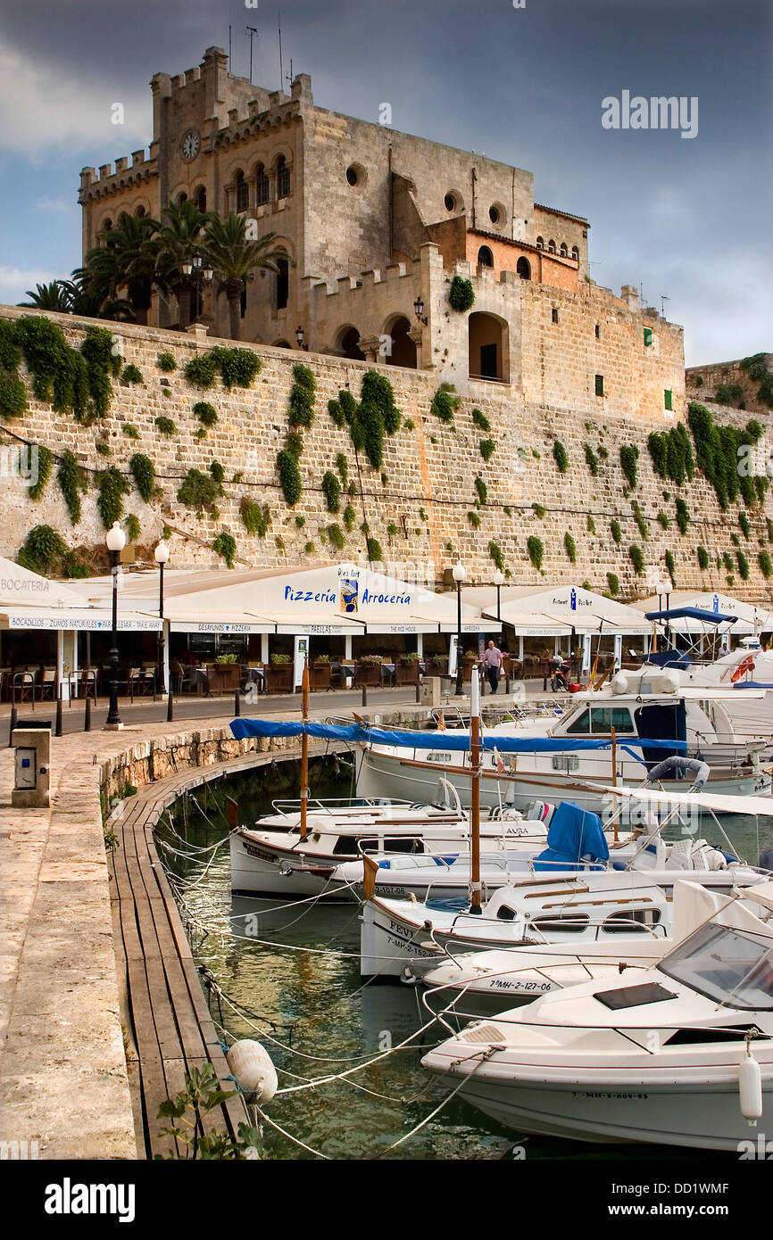 yachting harbour and city hall. Ciudadela, Minorca, Balearic Islands ...