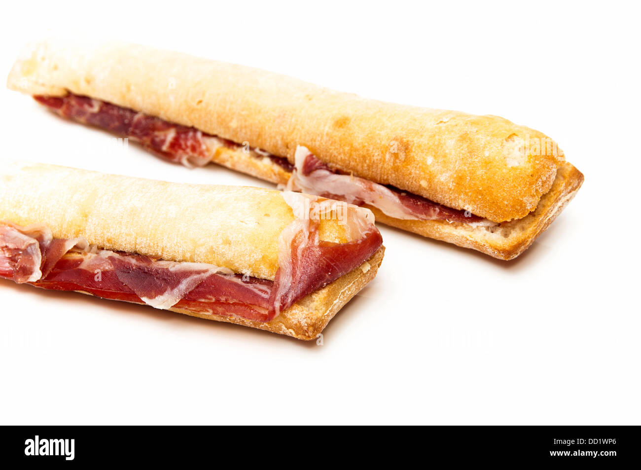 Ham sandwich on a white background Stock Photo - Alamy