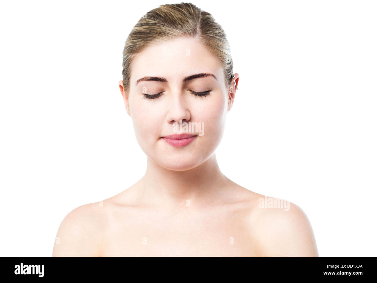 Isolated pretty girl with bare shoulders Stock Photo - Alamy