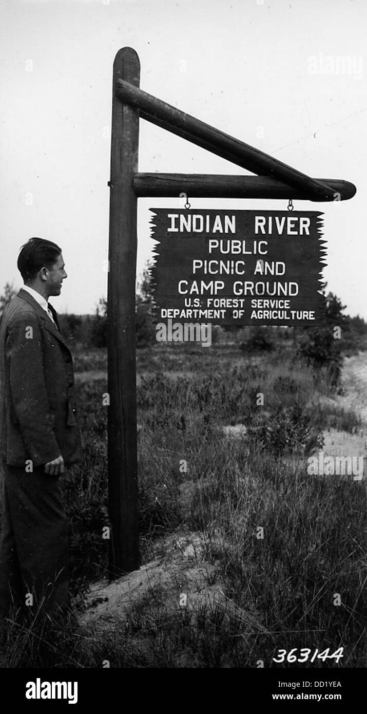 The entrance sign to the Indian River Picnic and Campgrounds, marking ...