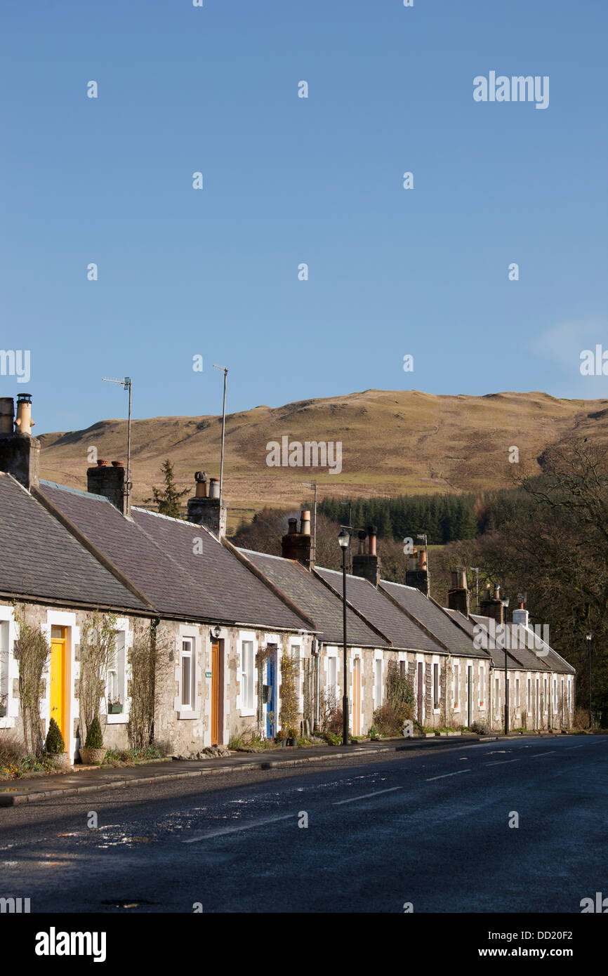A Row Of Houses Along A Street; Straiton Dumfries Scotland Stock Photo ...
