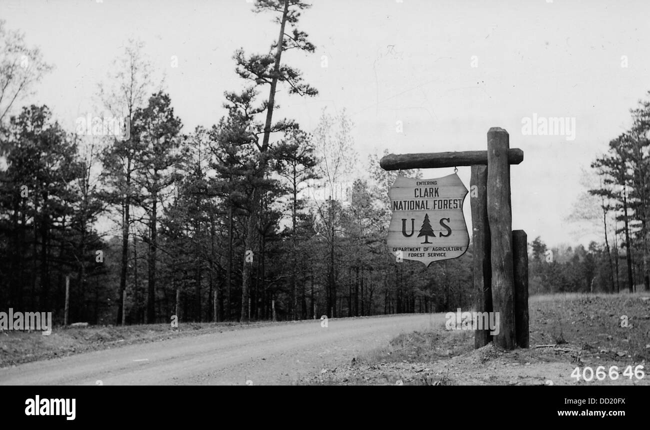 This image shows the entrance to Clark National Forest, a designated ...