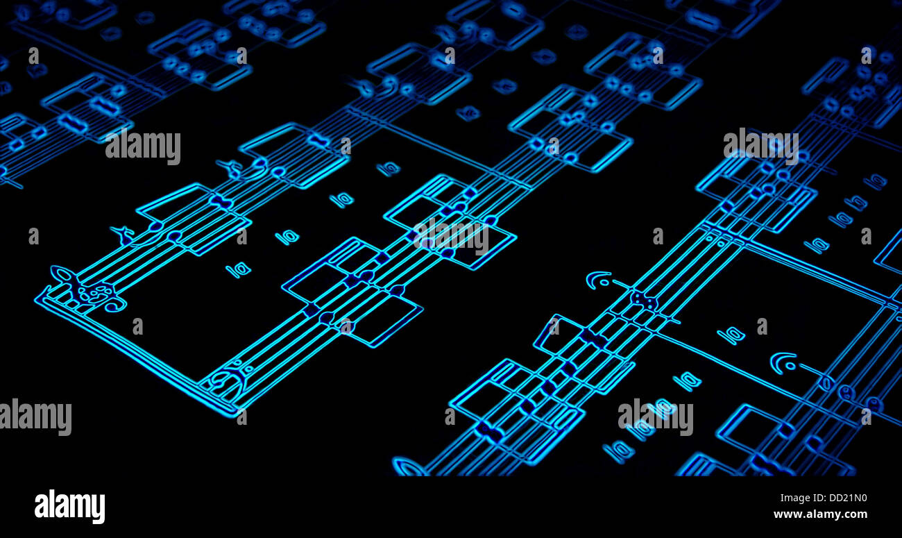 Blue And Black Music Notes Background