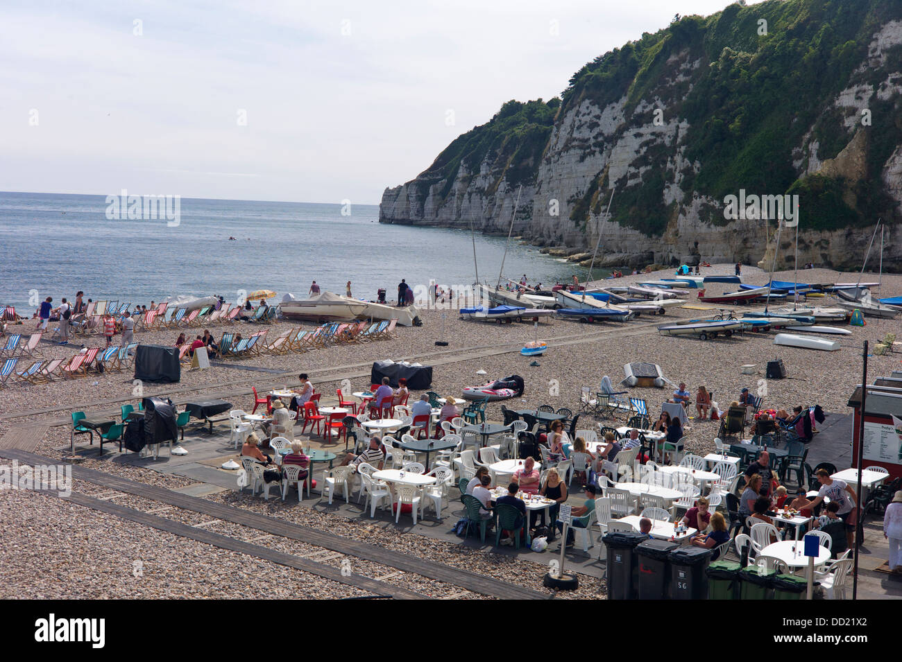 Beach scene at Beer, Jurassic Coast, Devon, UK Stock Photo - Alamy