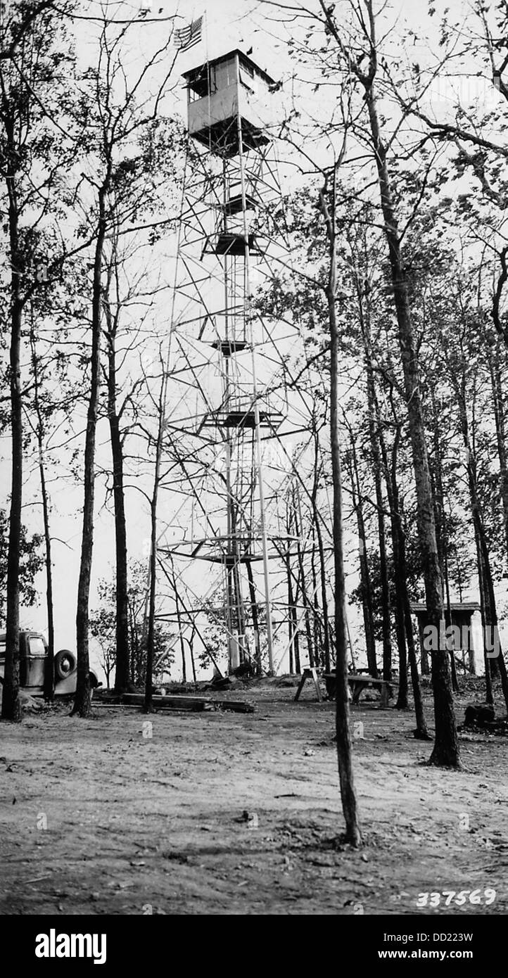 The High Knob Lookout Tower is located in the Appalachian Mountains ...