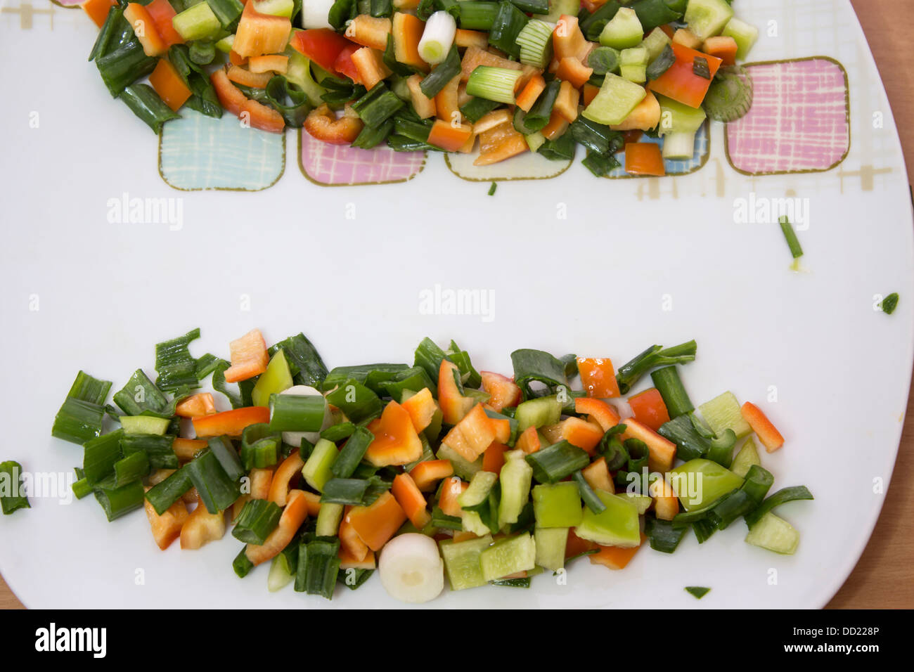 Chopped vegetables in a plate Stock Photo - Alamy