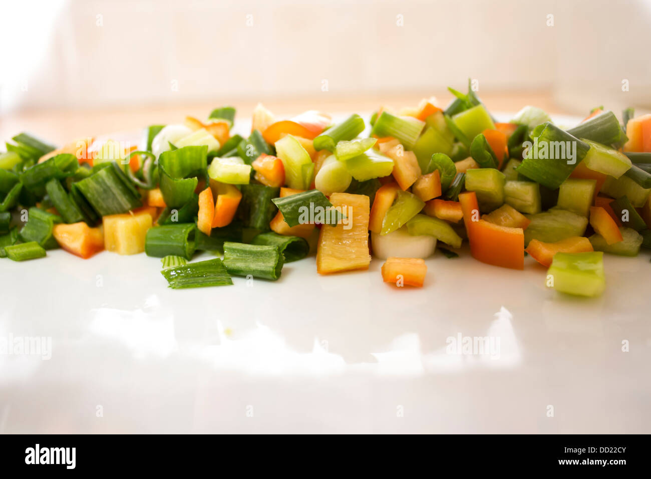Chopped vegetables in a plate Stock Photo - Alamy