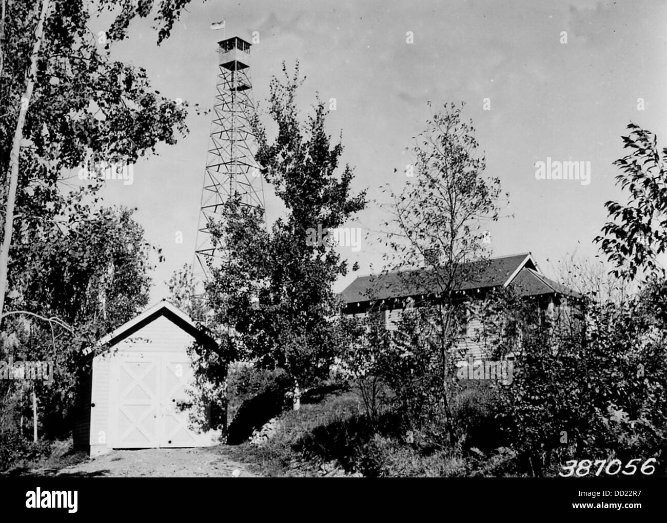 The Jump River Tower, along with an accompanying cabin and garage ...