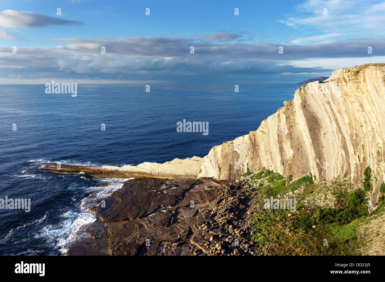 La Galea cliffs with sedimentary rocks. Getxo, Basque Country, Spain ...