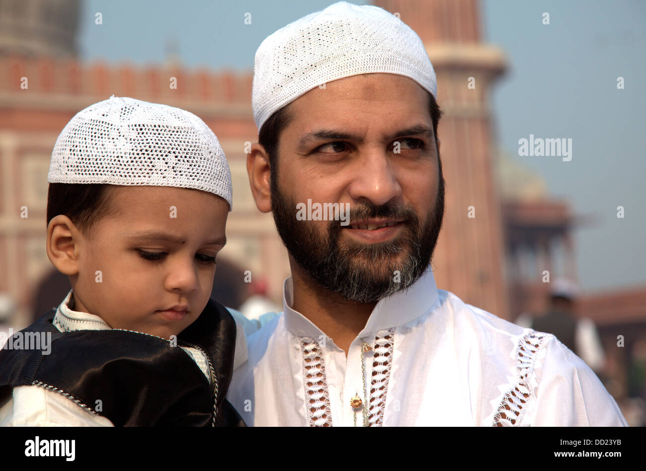 Father and son in Jama Masjid,Old Delhi,India Stock Photo - Alamy