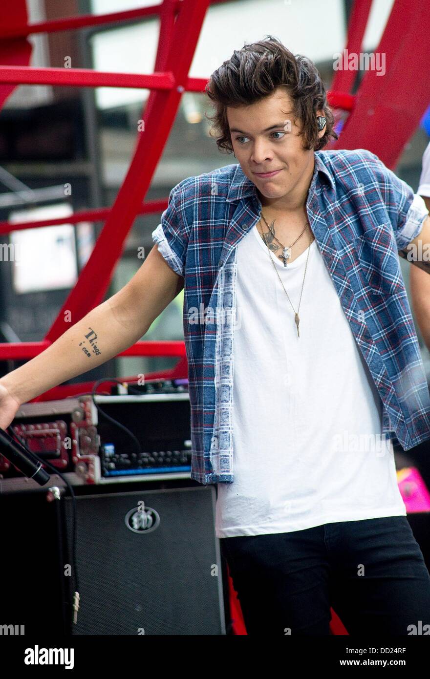 New York, NY. 23rd Aug, 2013. Harry Styles of One Direction on stage ...